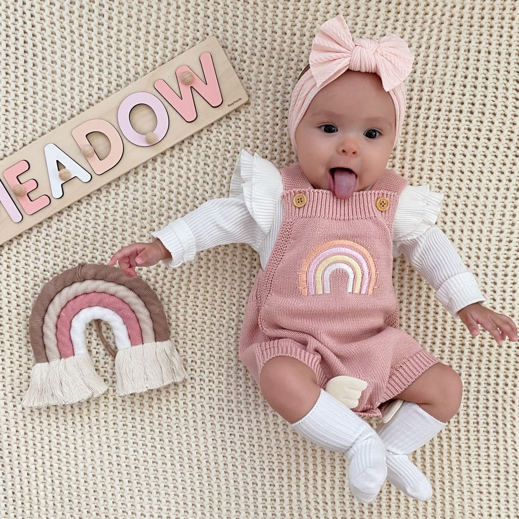 Rainbow Sweater Romper - Meadow Ivy